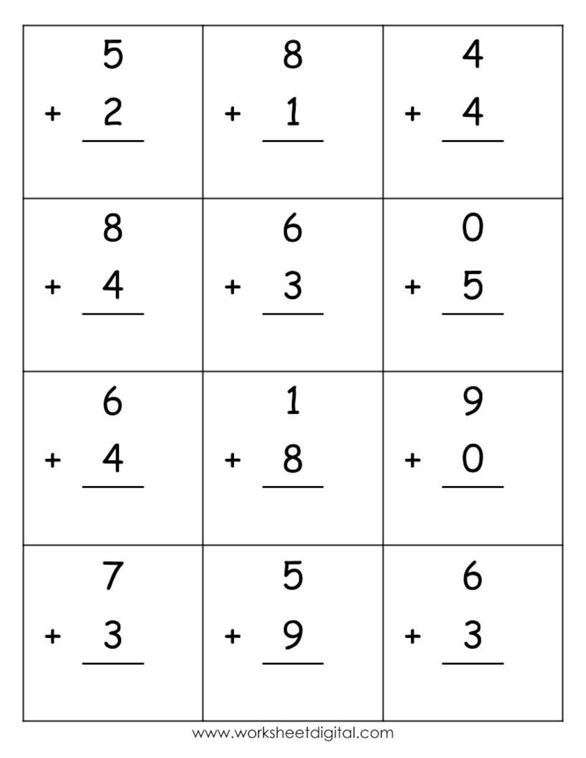 Kindergarten Addition Worksheets: Single Digit Math (PDF) - Etsy