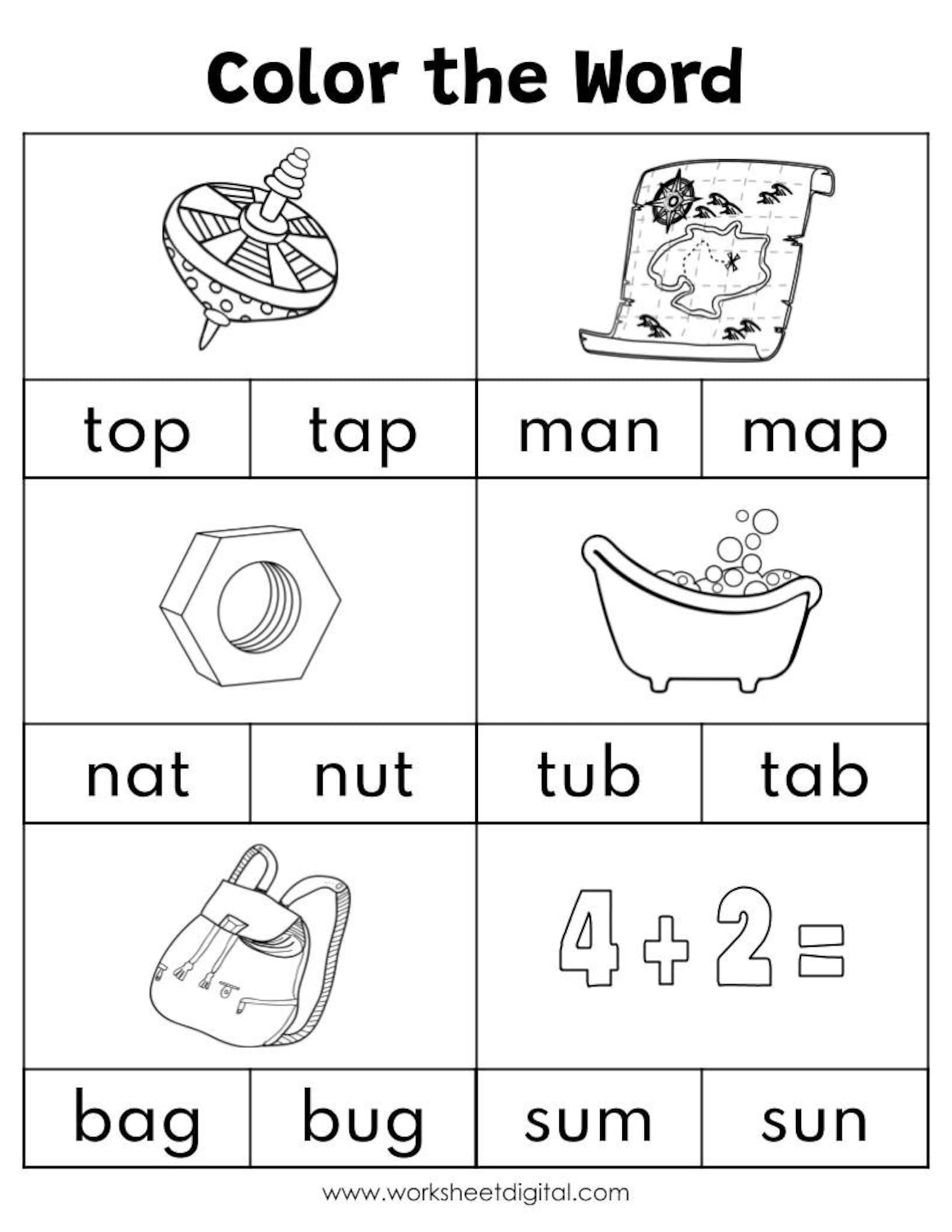 CVC Words Color the CVC Words Phonics Worksheets - Etsy Australia