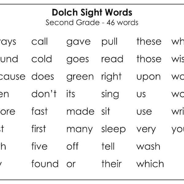 Dolch Sight Words - Etsy