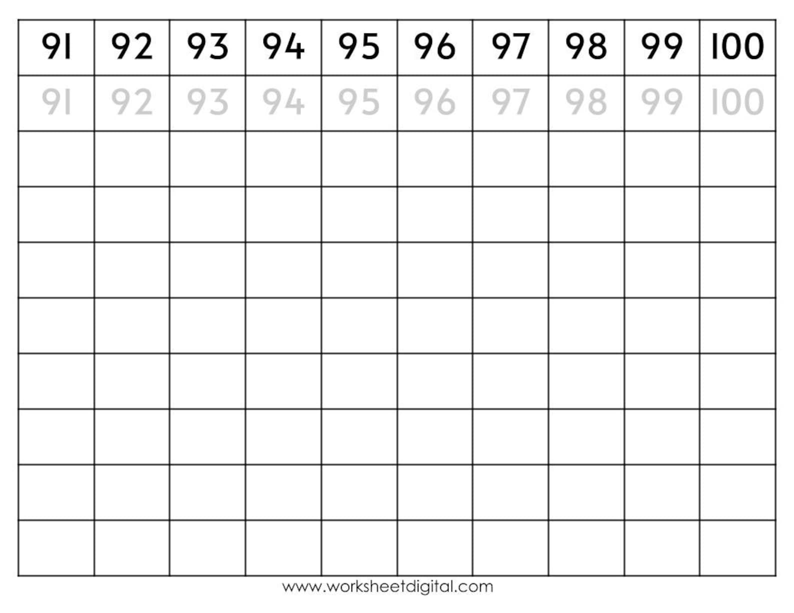 Printable Numbers 1-100 Tracing Worksheets: Homeschool Kindergarten ...