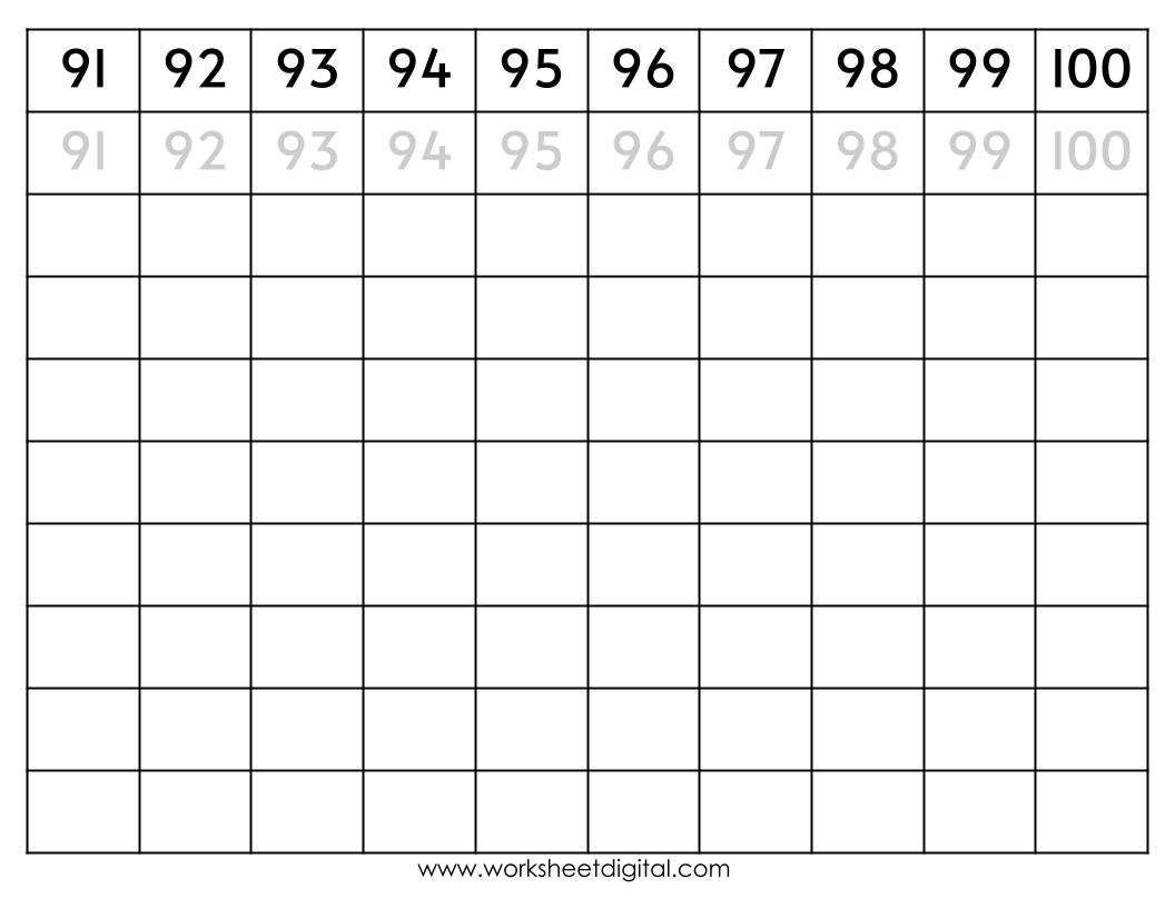 Printable Numbers 1-100 Tracing Worksheets: Homeschool Kindergarten ...