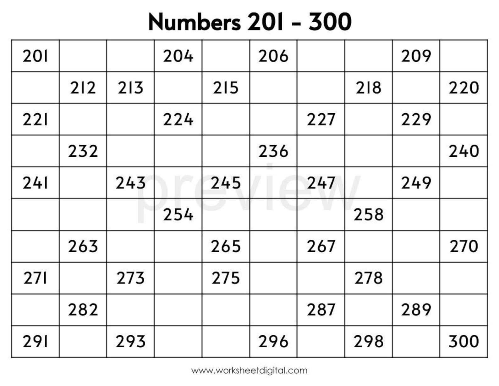 Tablas numéricas del 1 al 1000, Números faltantes del 1 al 1000 ...