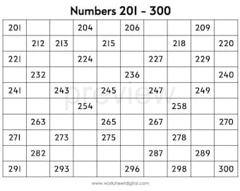 Numbers 200 To 300