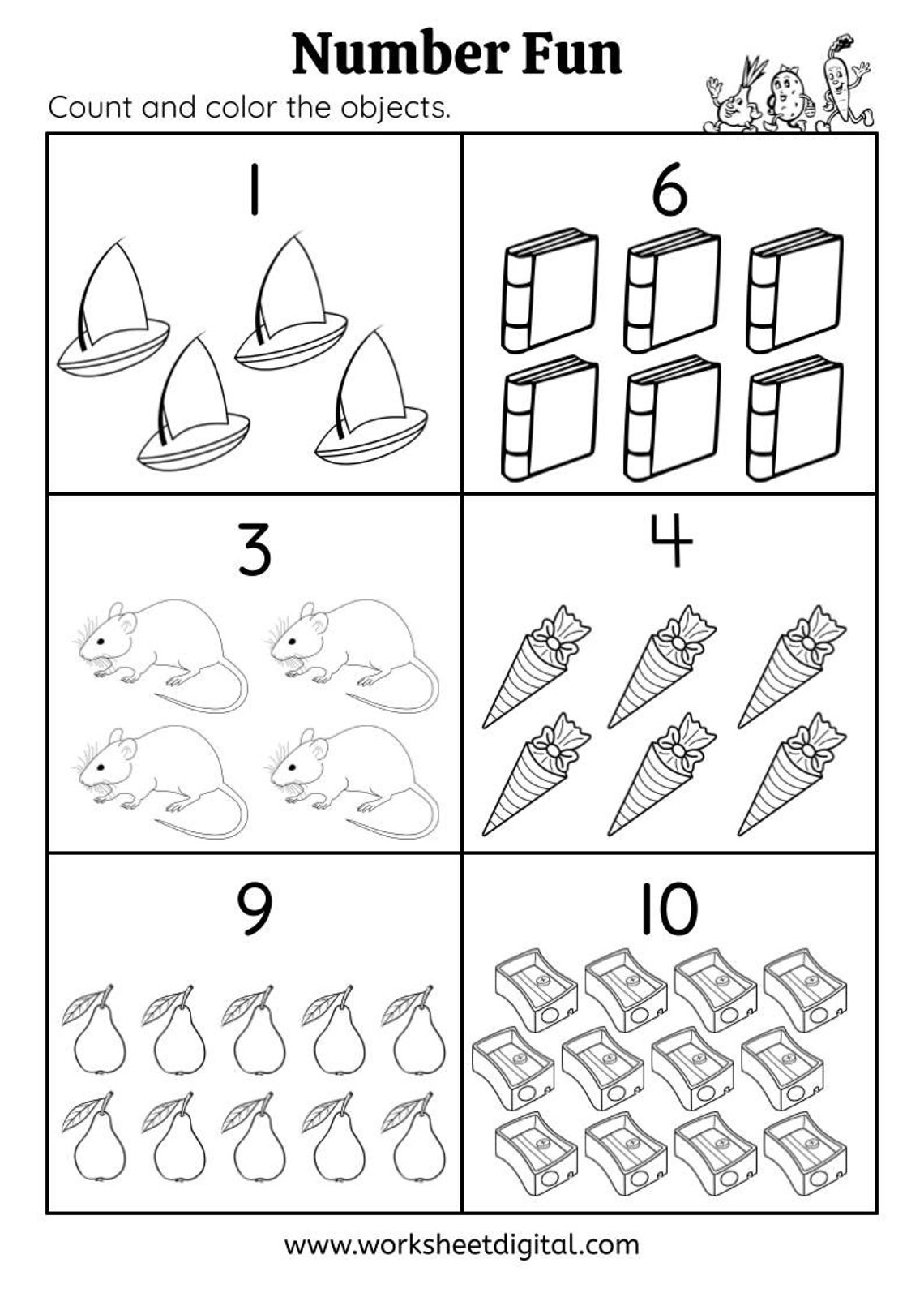 Printables Kindergarten Math Worksheets, Numbers 1 to 10, Counting ...