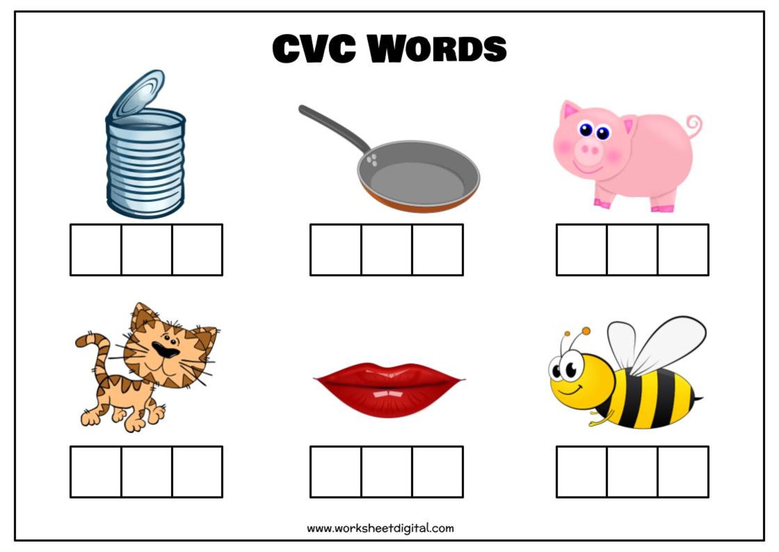 CVC Words Say and Write the CVC Words Phonics Worksheets - Etsy