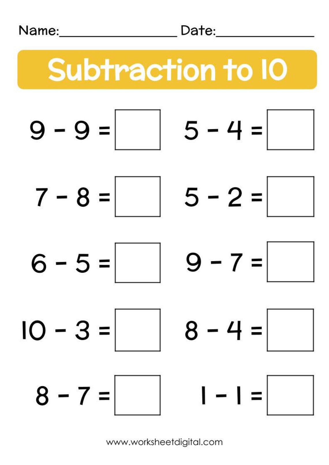 18 Printable Addition Subtraction up to 10 Worksheets, Printable for ...