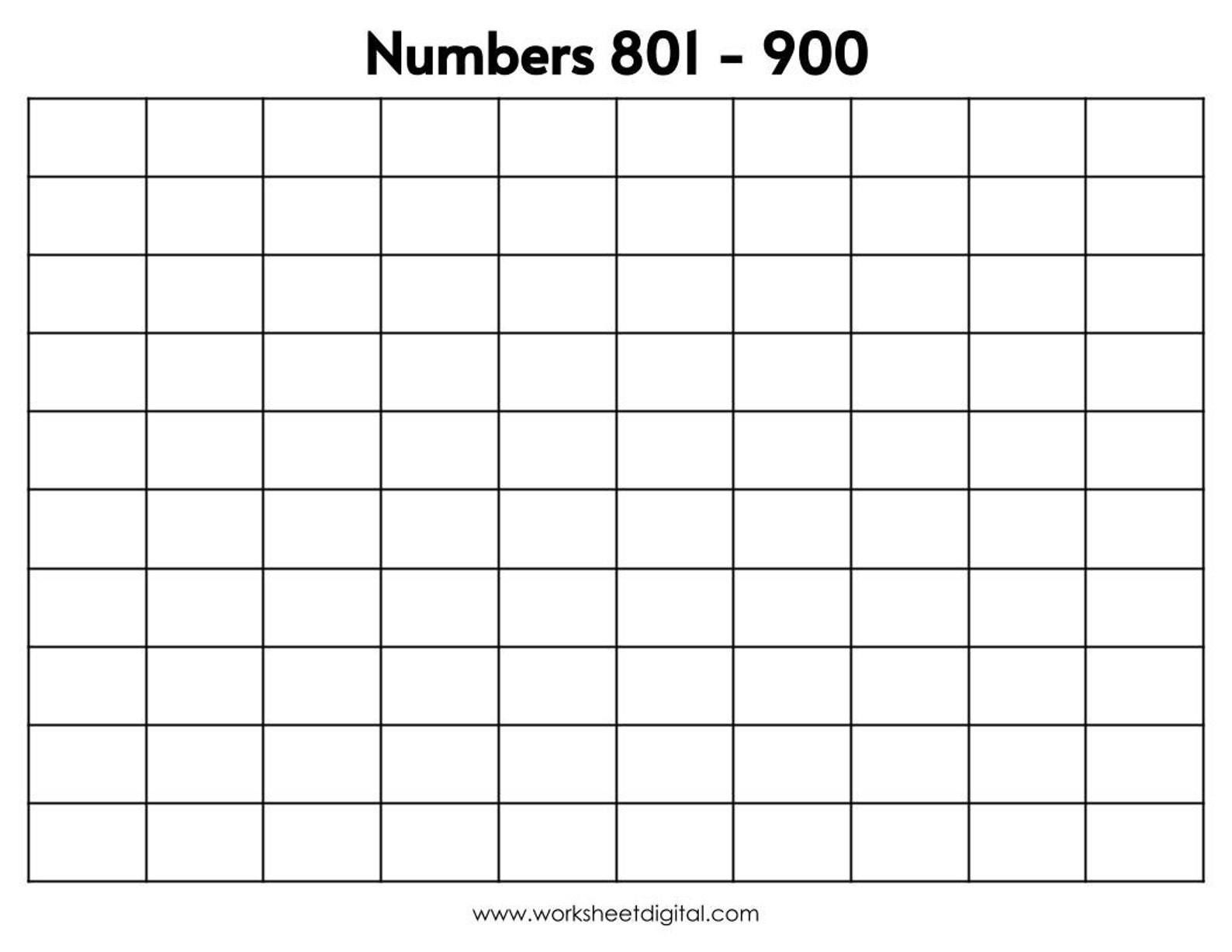 Number Charts 1 - 1000, Counting to 1000, Printable Black & White ...
