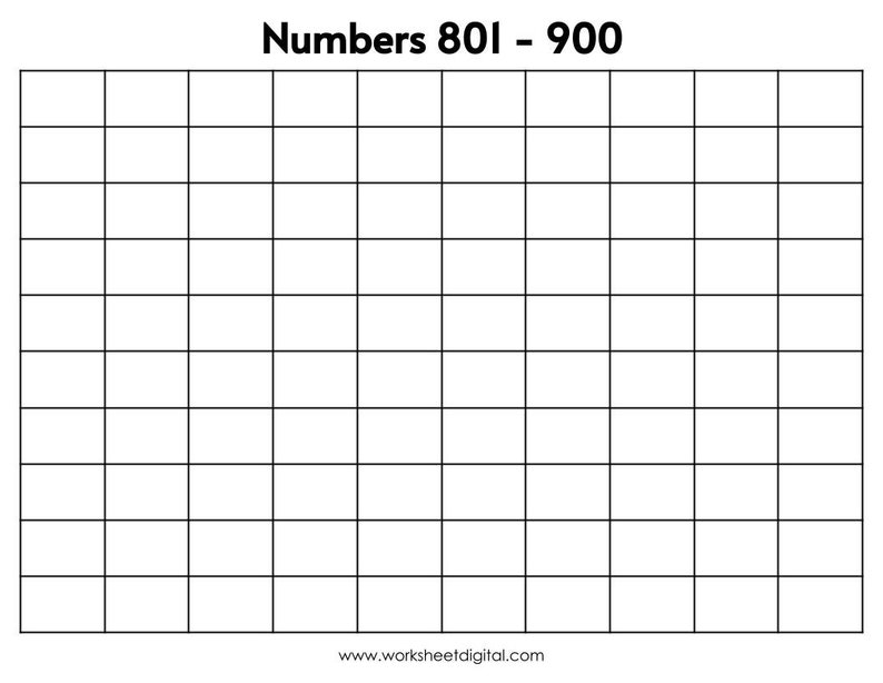 Number Charts 1 - 1000, Counting to 1000, Printable Black & White ...
