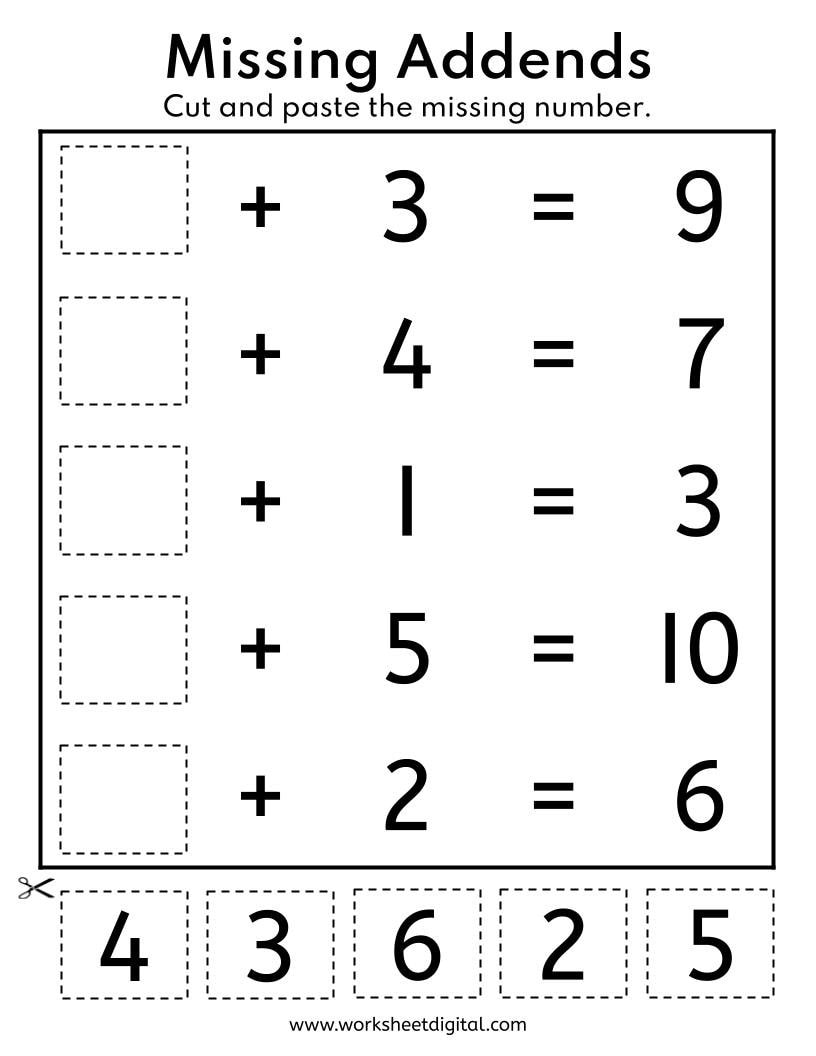 Missing Addends Worksheets: Kindergarten-2nd Grade Math (PDF) - Etsy