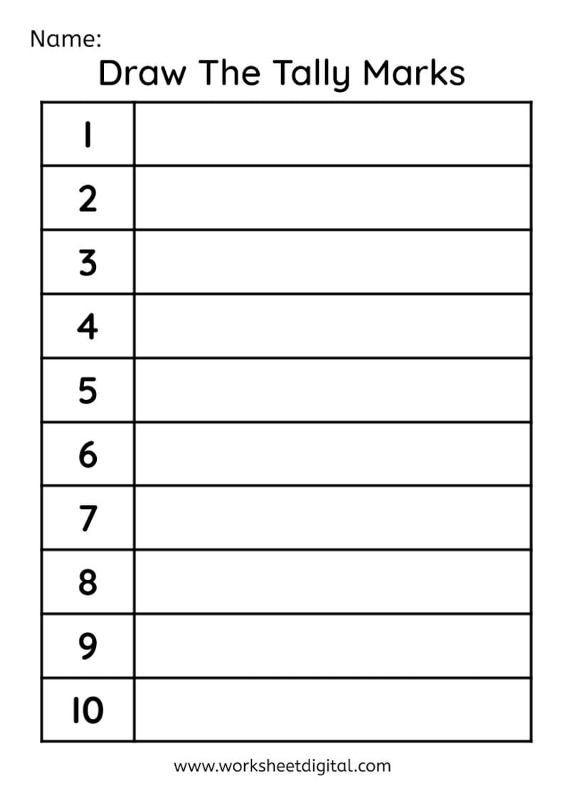 Numbers 1 - 20 Tally Marks Printable Worksheet Kindergarten Homeschool ...
