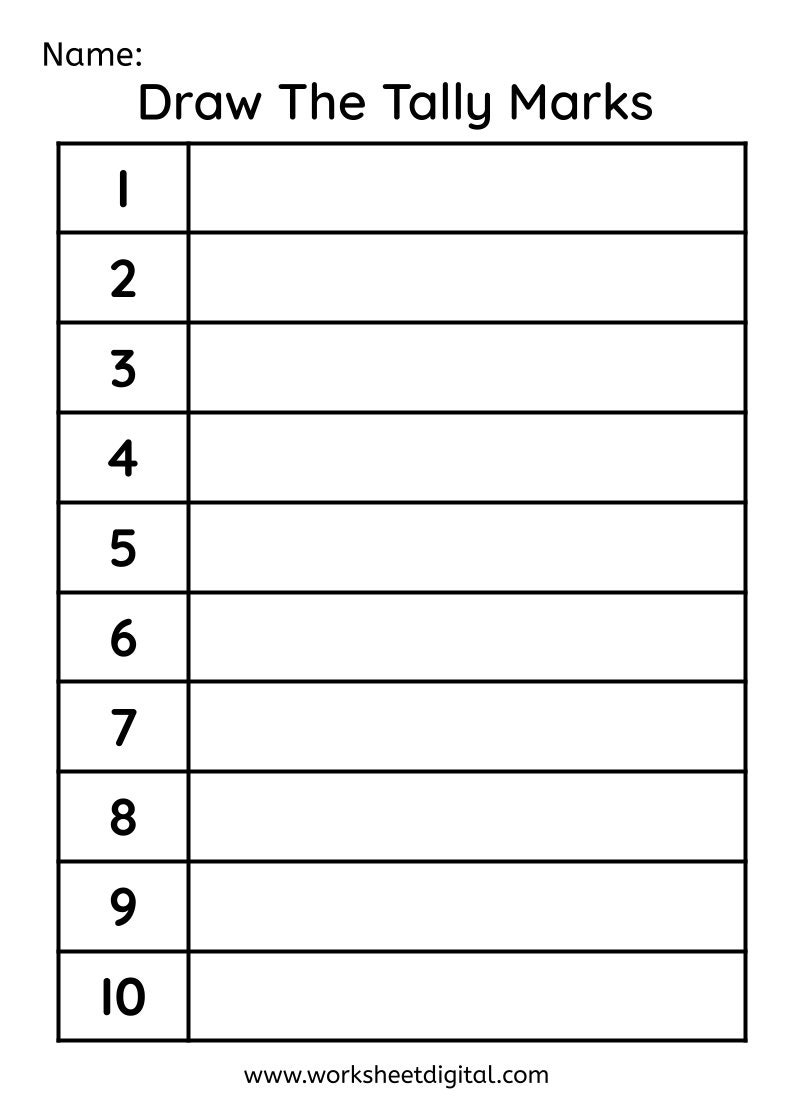 Numbers 1 - 20 Tally Marks Printable Worksheet Kindergarten Homeschool ...
