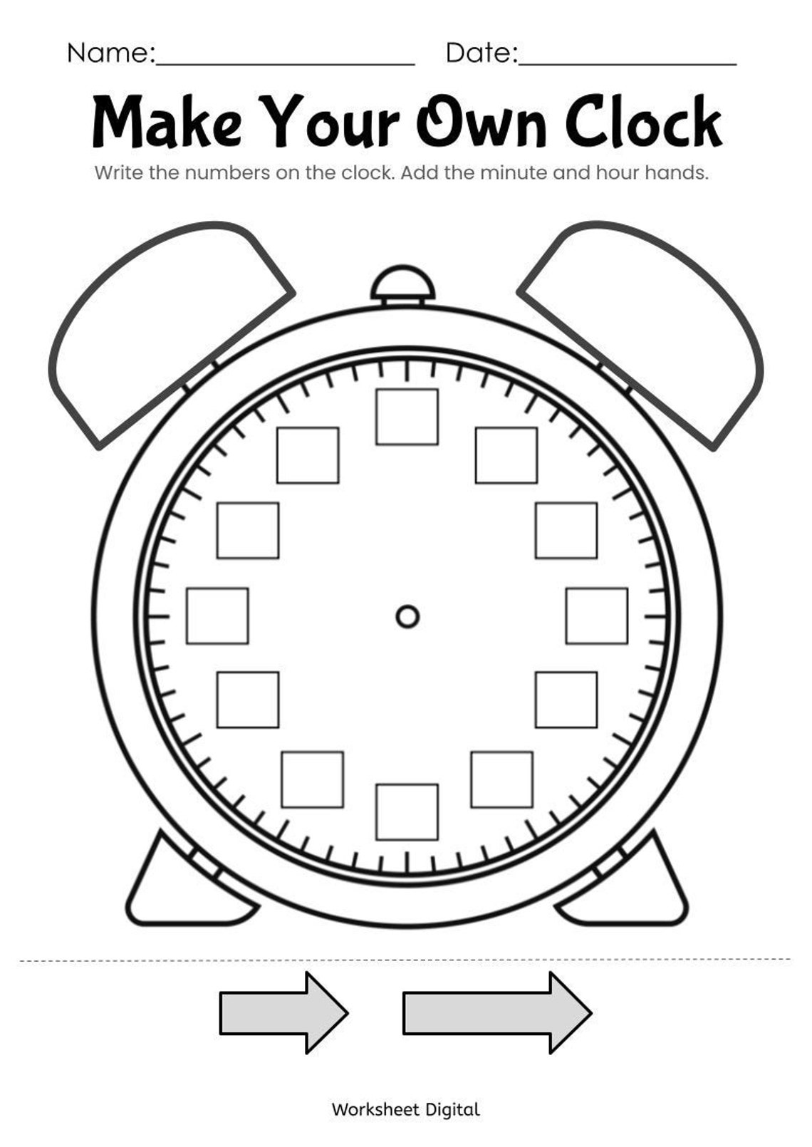 Telling Time Hour Clock Printable, Educational Prints, Kindergarten ...