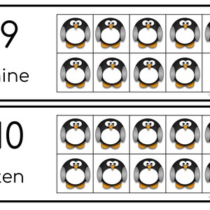 10 Printable Penguin Ten Frames 1 to 10 With Penguins and | Etsy UK
