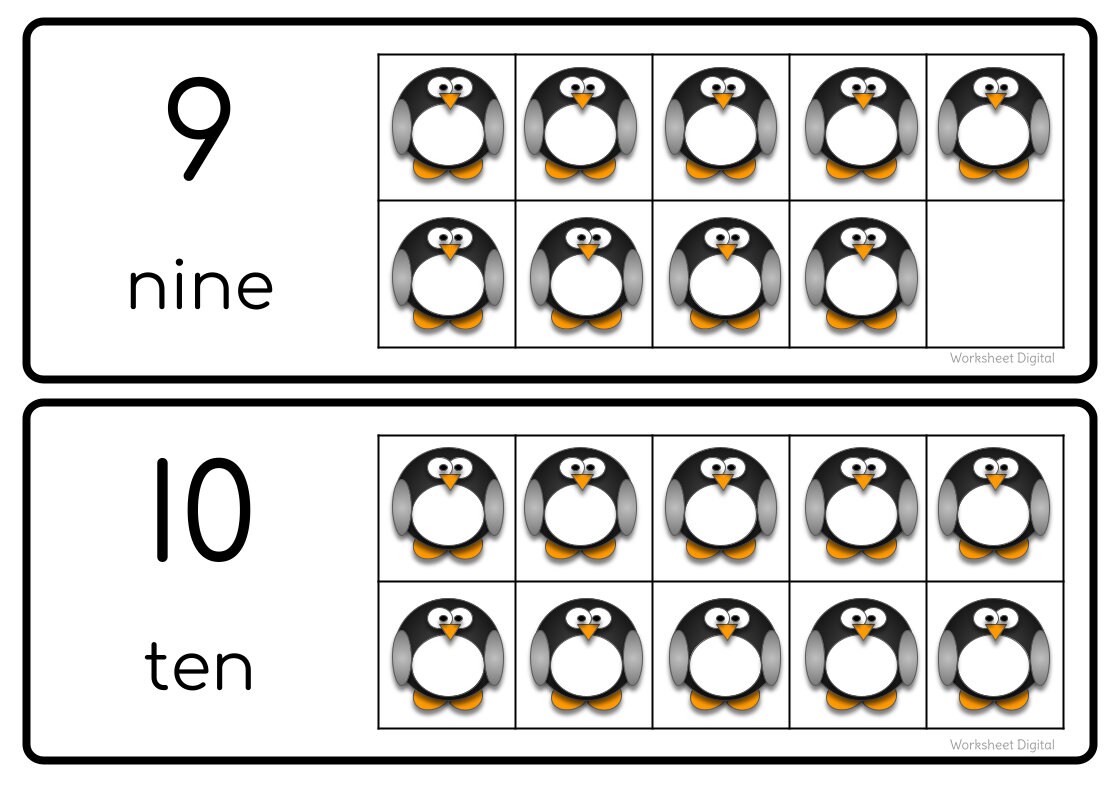 10 Printable Penguin Ten Frames 1 to 10 With Penguins and - Etsy UK