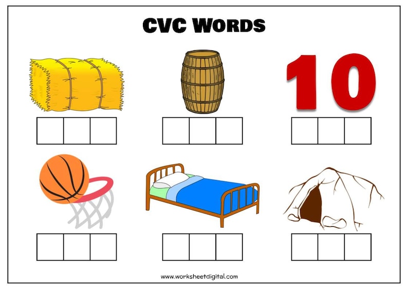 CVC Words Phonics Worksheets: Say and Write (printable) - Etsy