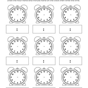 Telling Time Hour Clock Printable, Educational Prints, Kindergarten ...