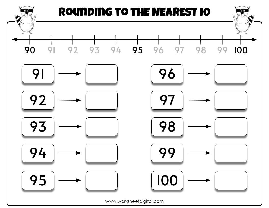 Rounding to Nearest 10 Math Worksheet: Grades 1-3 (PDF) - Etsy