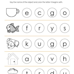 10 Printable Beginning Letters Worksheets for Kindergarten Preschool ...