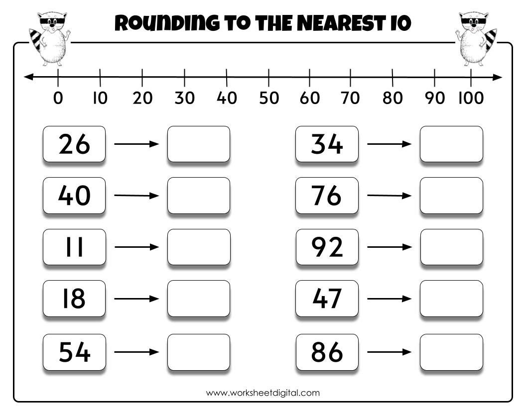 Rounding to Nearest 10 Math Worksheet: Grades 1-3 (PDF) - Etsy