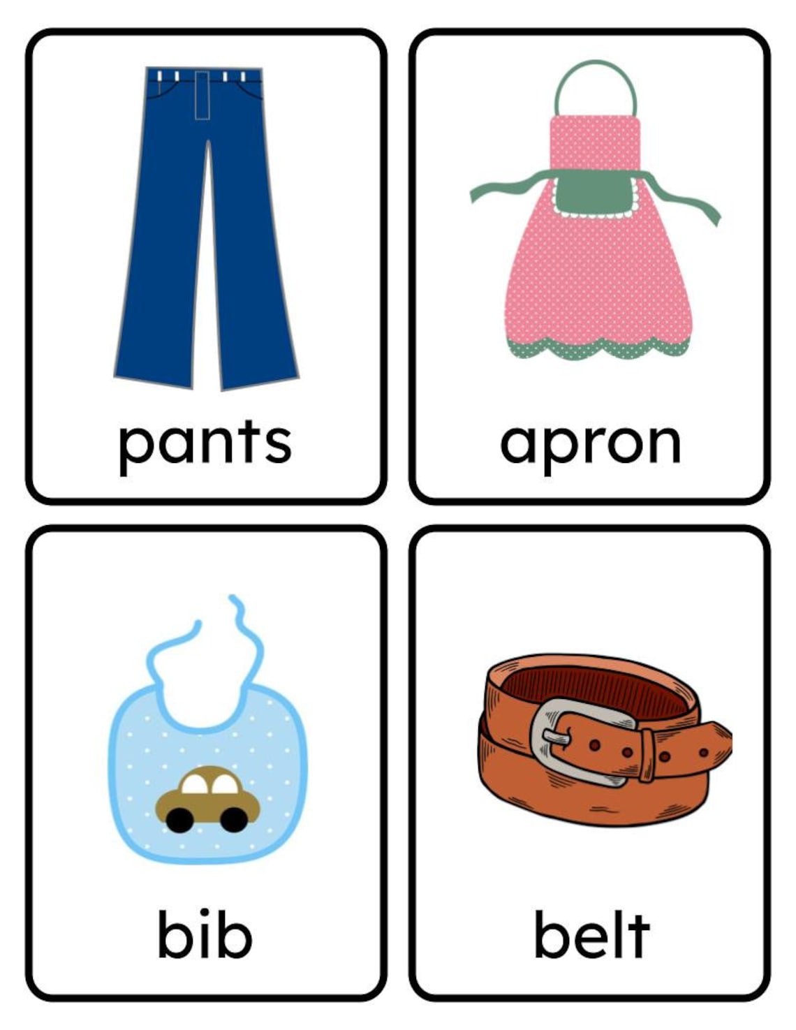 Clothing Flashcards: Learning Cards for Kids (digital Download) - Etsy