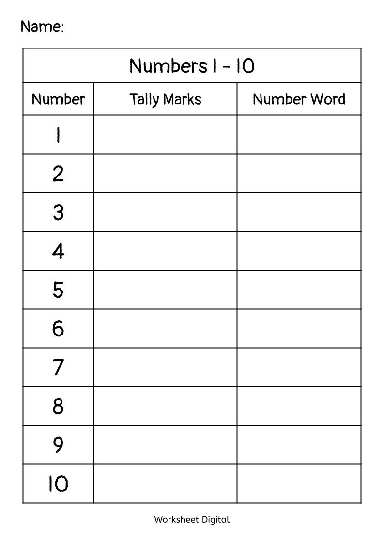 Numbers 1 20 Number Words and Tally Marks Printable - Etsy Canada