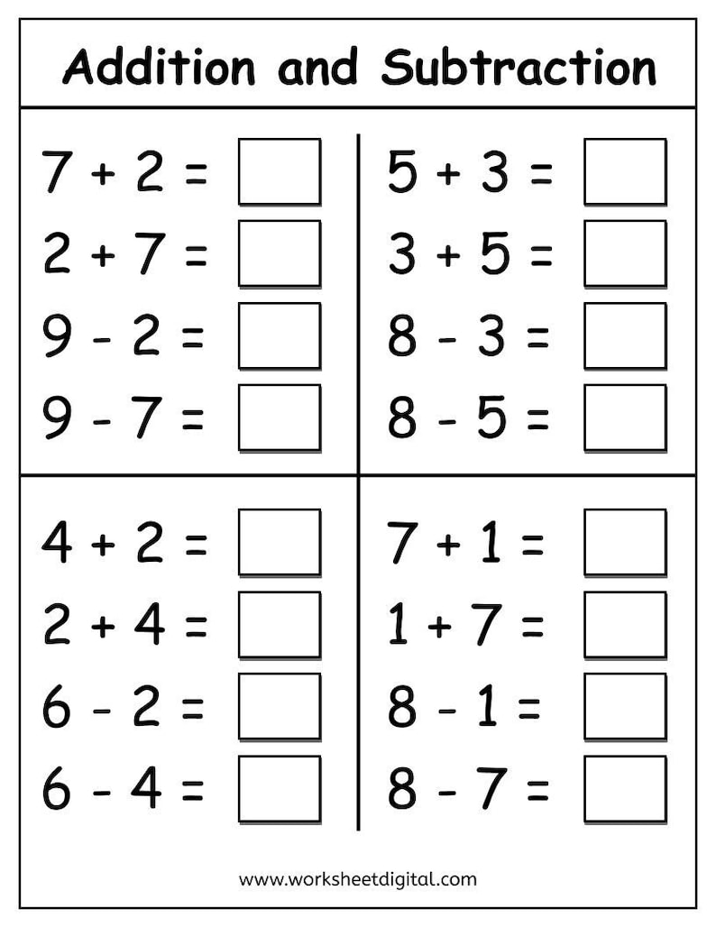 Kindergarten Addition Worksheets, Grade 1 Math Worksheets, Number Fact ...