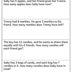 1st-2nd Grade Math Word Problems: All Operations (PDF) - Etsy