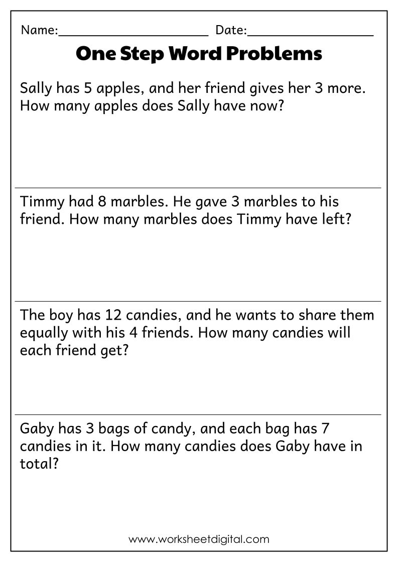 One Step Word Problems All Operations PDF, Word Problems Worksheet for ...