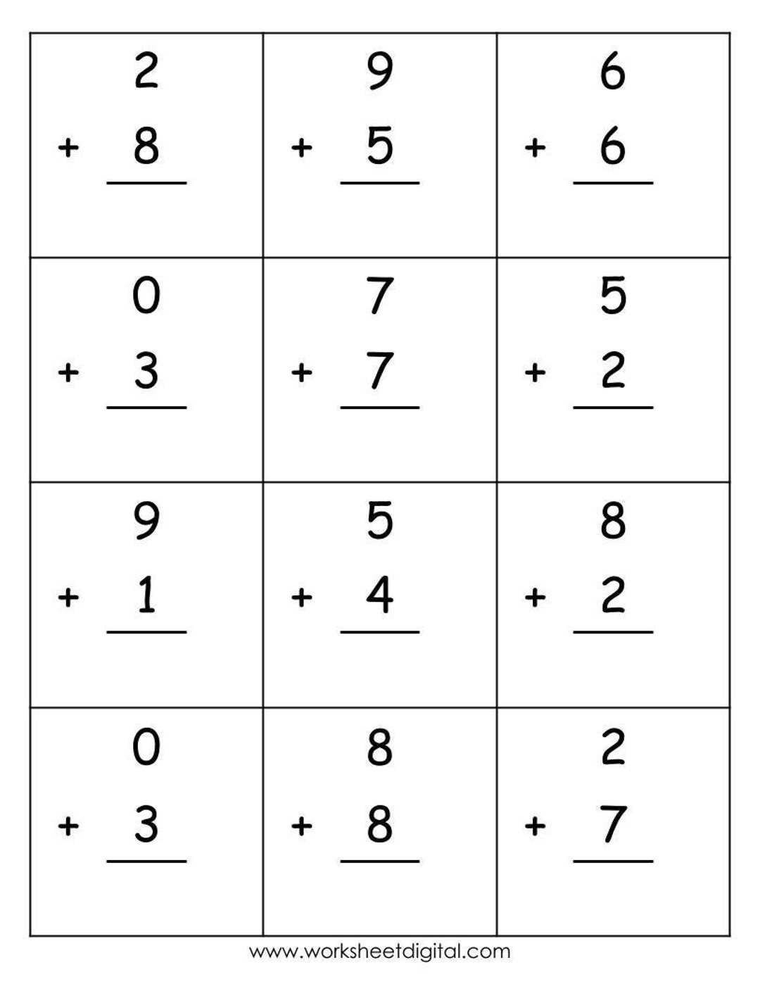 Kindergarten Addition Worksheets: Single Digit Math (PDF) - Etsy