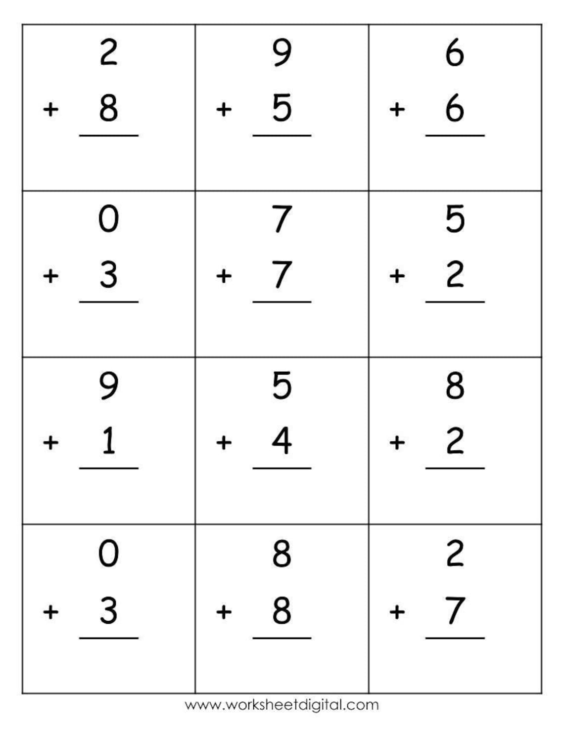 Kindergarten Addition Worksheets: Single Digit Math (PDF) - Etsy