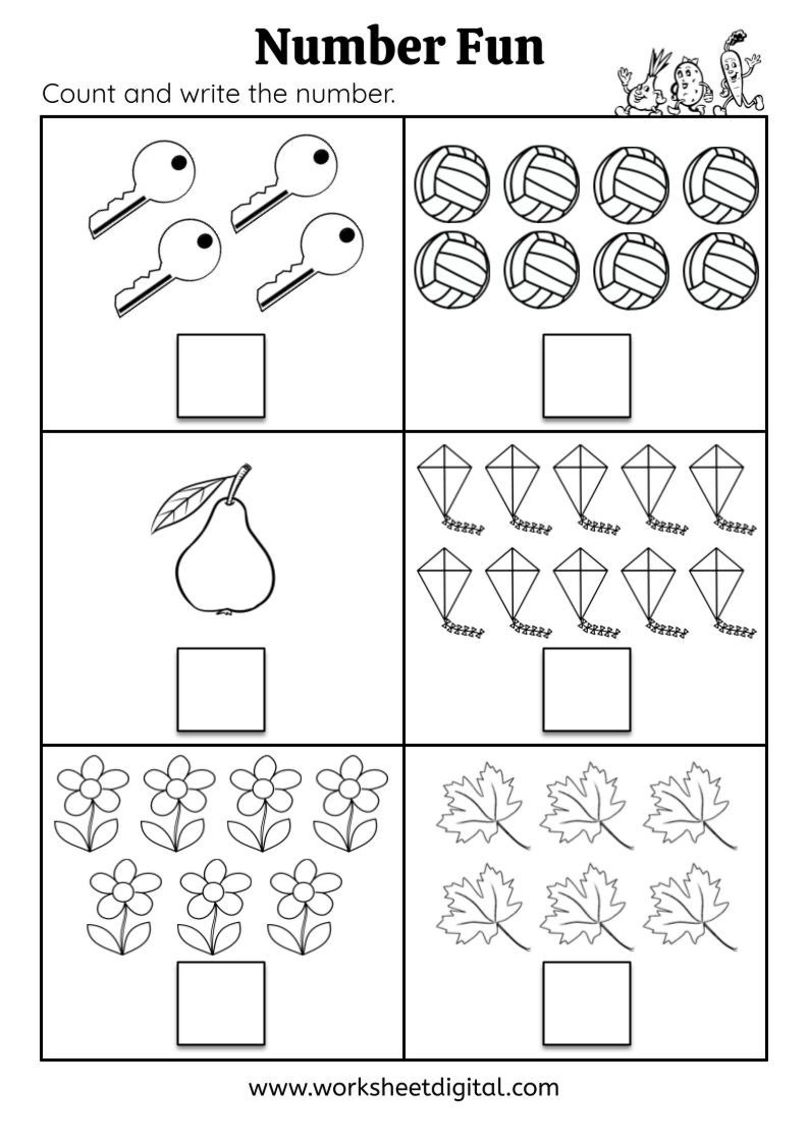 Printables Kindergarten Math Worksheets Numbers 1 to 10 - Etsy