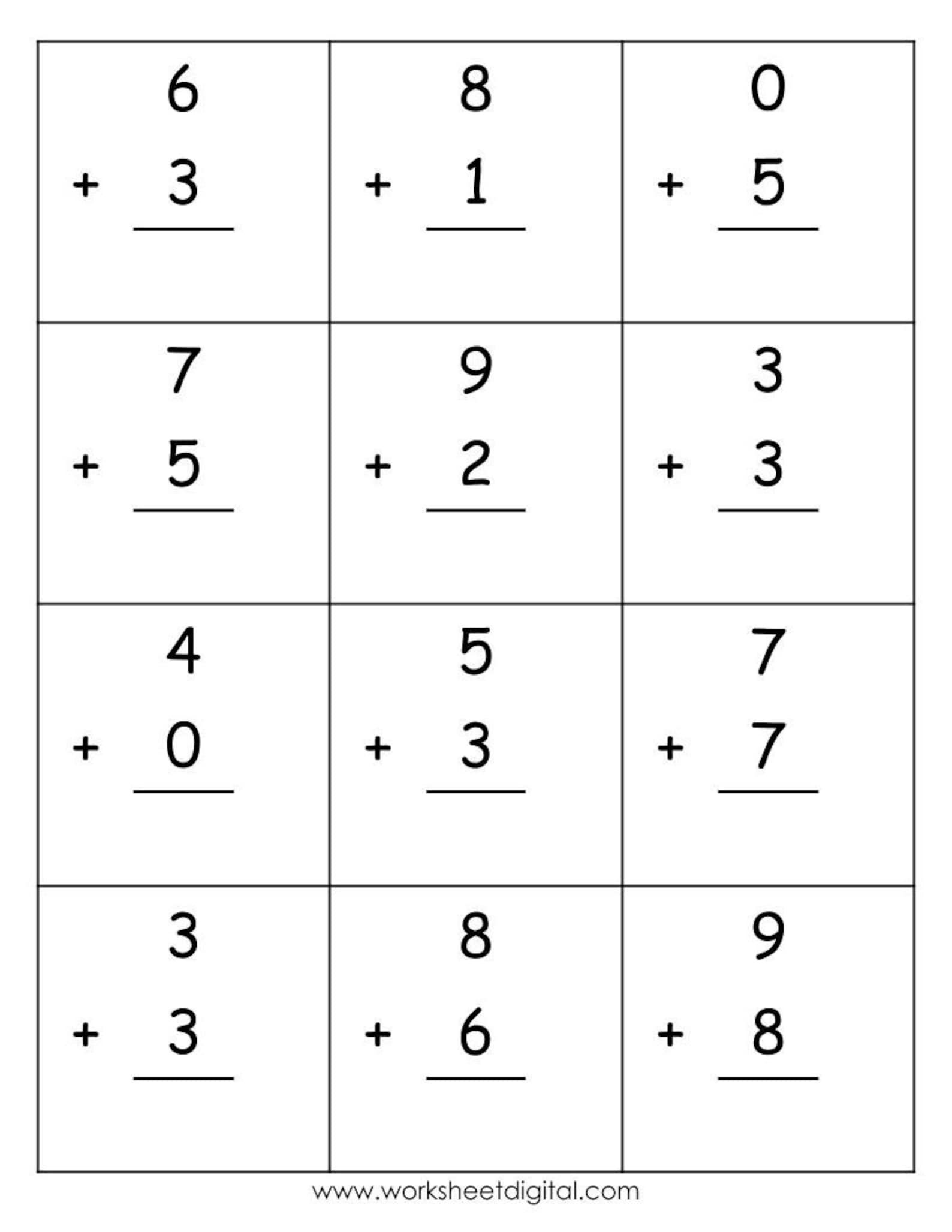 30 Kindergarten Addition Worksheets, Grade 1 Math Worksheets, Single ...