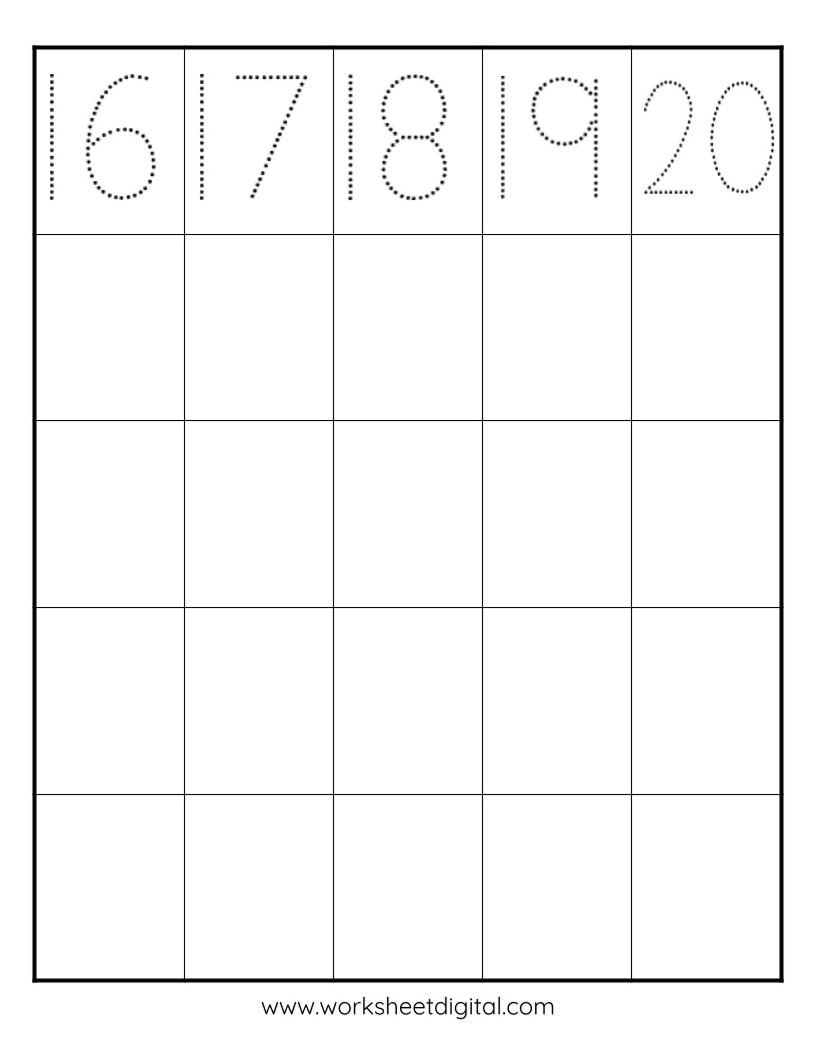 Number Tracing Worksheet 1-20: Preschool, Kindergarten (PDF File) - Etsy