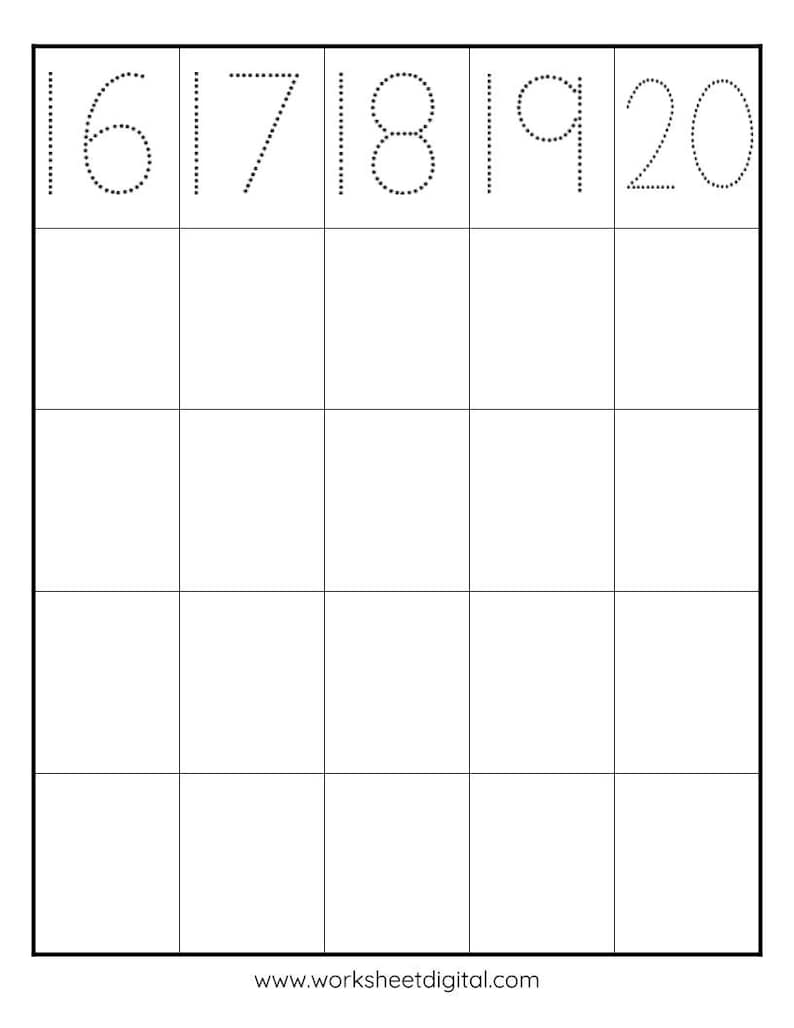 Number Tracing Practice 1-20 Tracing Worksheet Preschool - Etsy Canada