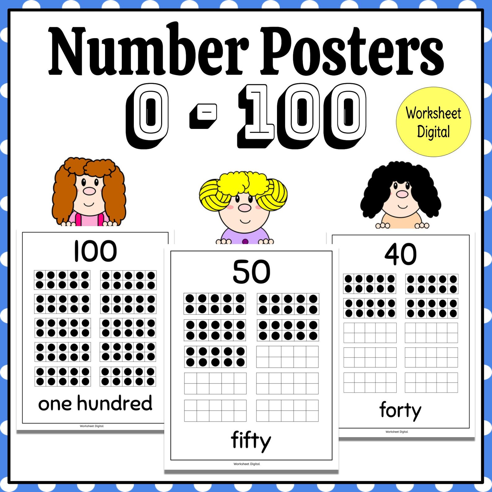 Printable Numbers 0 100 Ten Frame Counting Posters. Full - Etsy España