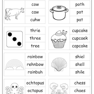 10 Printable Circle the Correct Word, Spelling for Kindergarten ...
