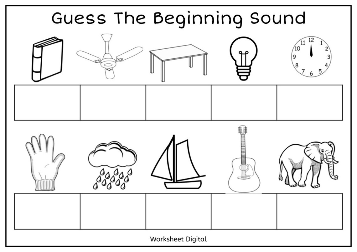 10 Printables Guess the Beginning Sound, Beginning Letters for ...