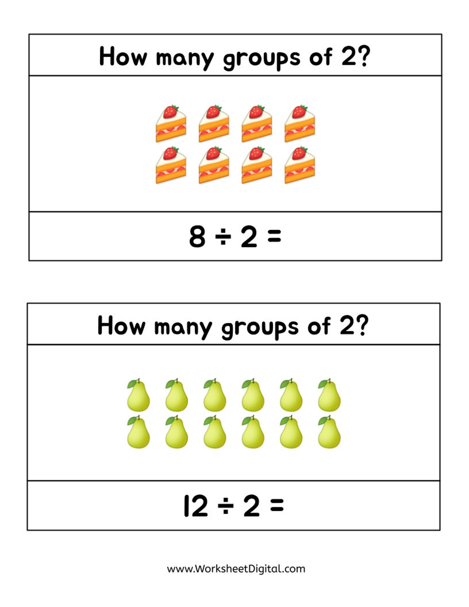 Easy Division Worksheet Ready for School. Divide in 2s Math Worksheet ...
