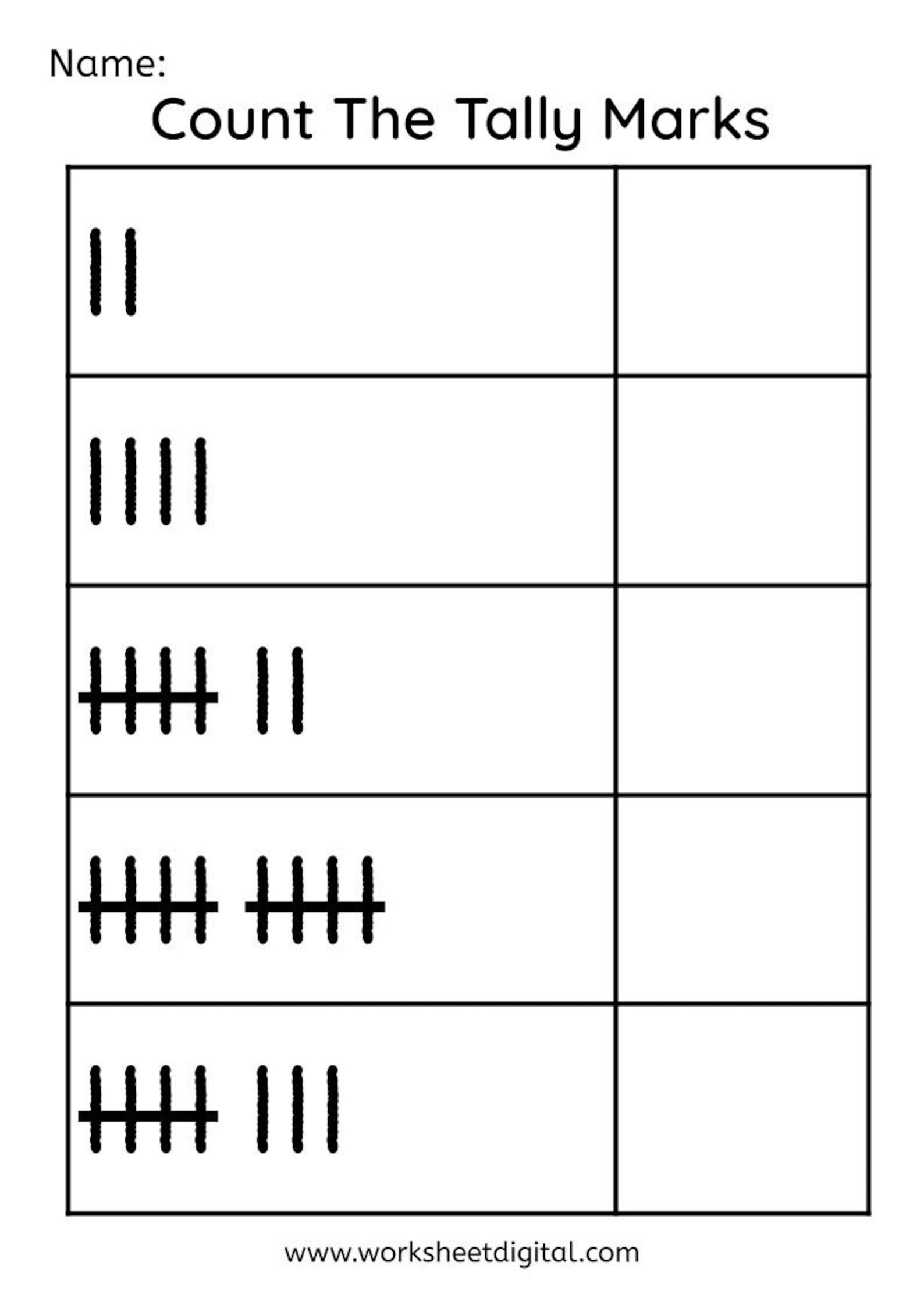 Numbers 1 - 20 Tally Marks Printable Worksheet Kindergarten Homeschool ...