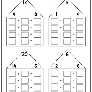 Number Fact Families Worksheet: Addition & Subtraction to 20 (digital ...