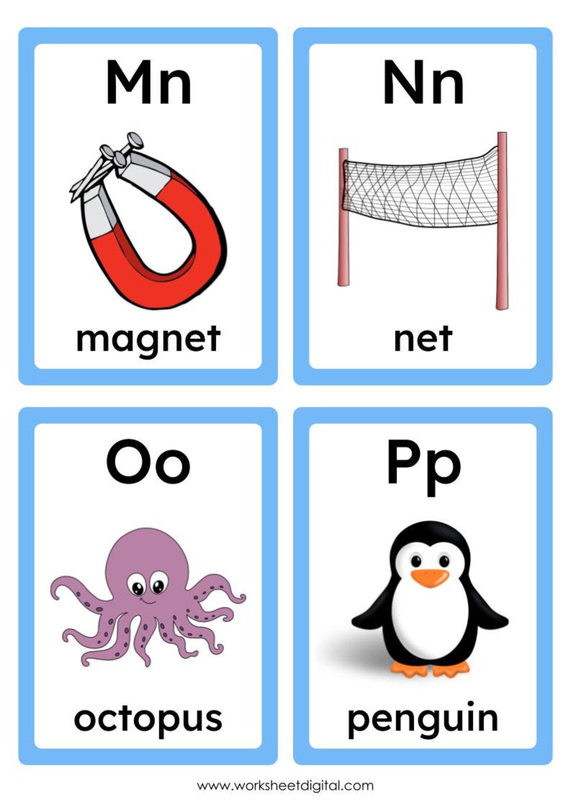 26 Printable Alphabet Flash Cards, ABC Printable Picture Flashcards for ...