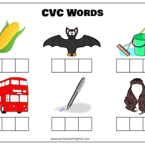 CVC Words Phonics Worksheets: Say and Write (printable) - Etsy