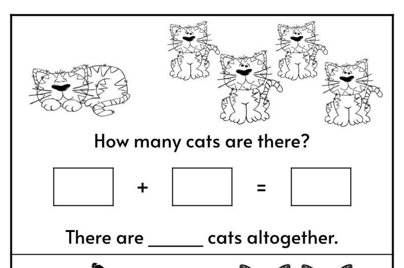 Kindergarten First Grade Math Worksheets Addition Word Problems ...