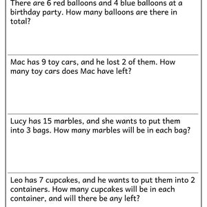 1st-2nd Grade Math Word Problems: All Operations (PDF) - Etsy