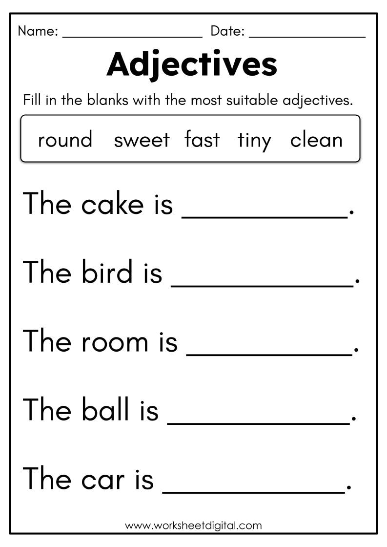 Adjectives Fill In The Blanks Worksheet Have Fun Teaching