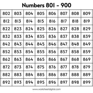 Number Charts 1 - 1000, Counting to 1000, Printable Black & White ...