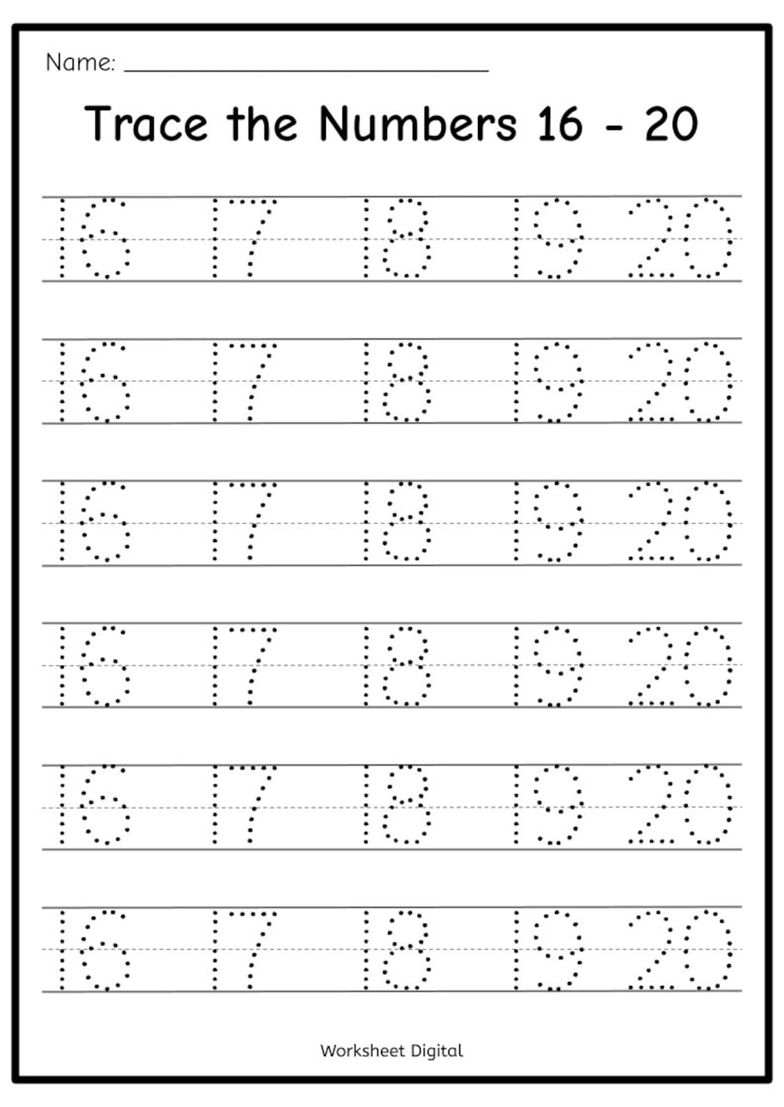 Printable Numbers 1-50 Tracing Worksheets: Homeschool Kindergarten (PDF ...