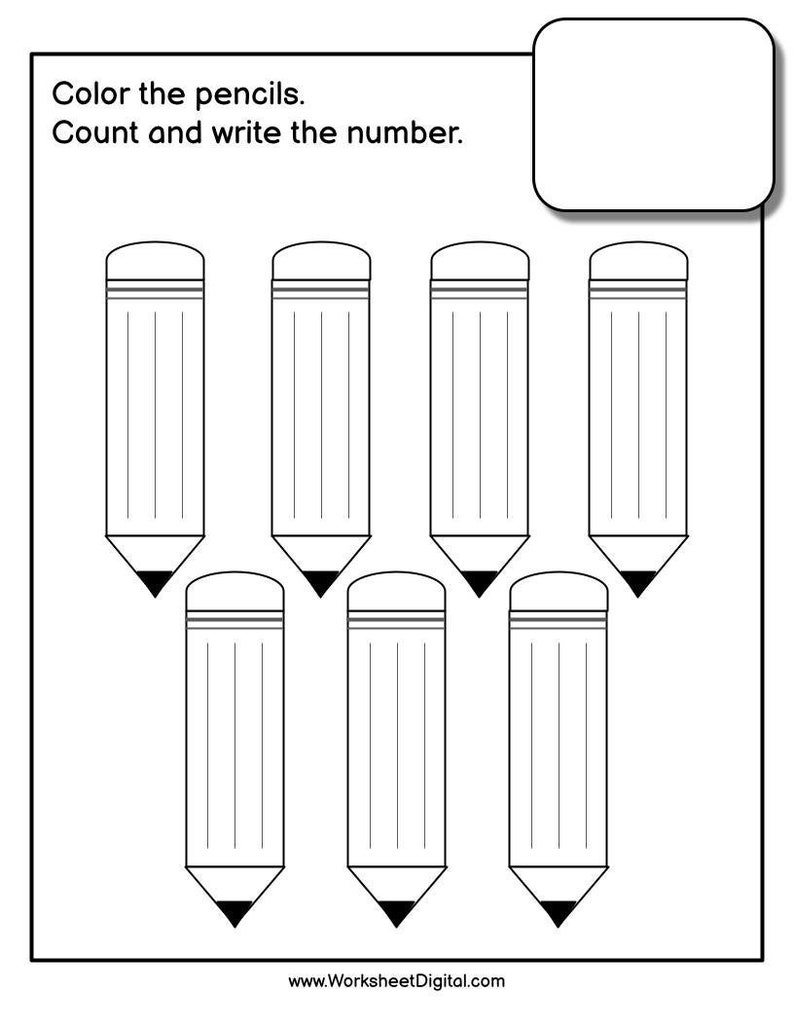 Numbers 1 to 10. Color, Count and Write the Number. Preschool Number ...