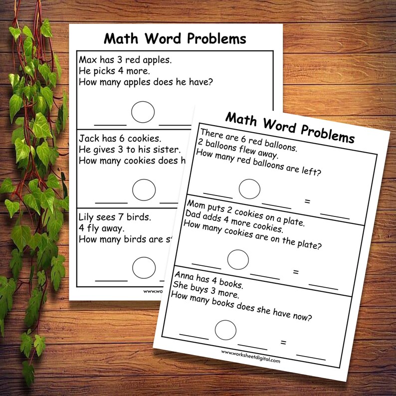 1st Grade Math Worksheet: Addition & Subtraction Word Problems (PDF ...