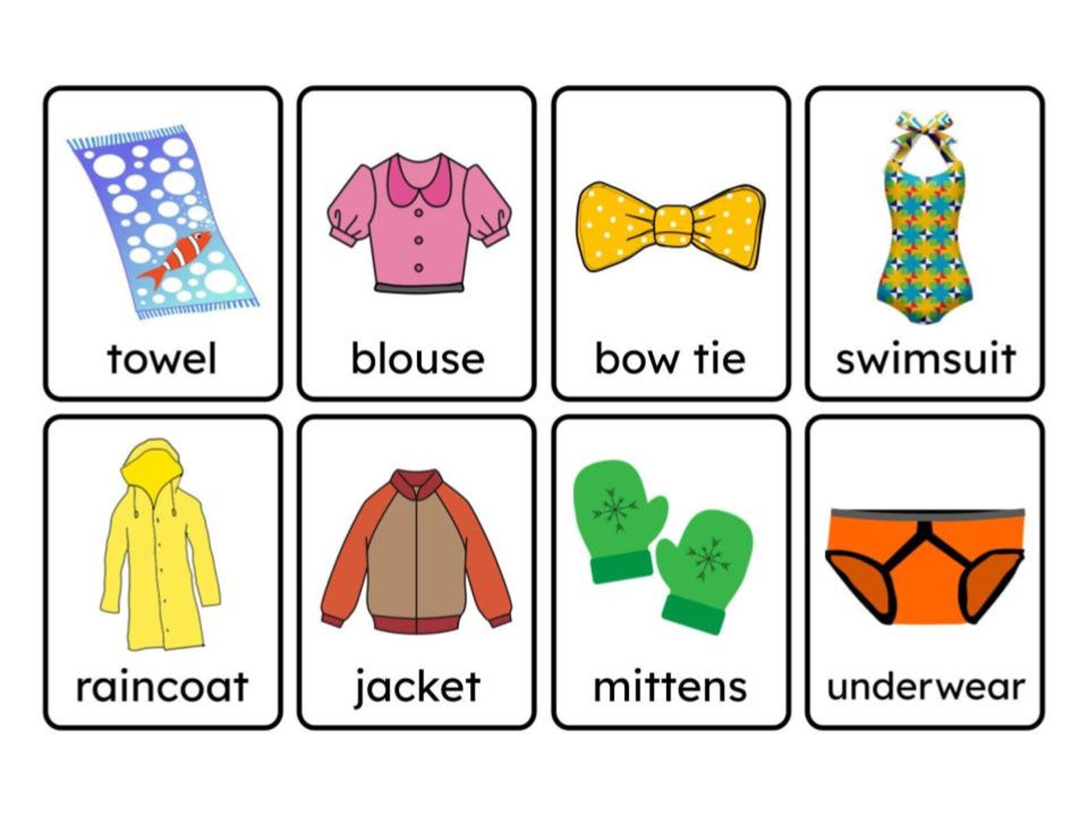 Clothing Flashcards: Learning Cards for Kids (digital Download) - Etsy
